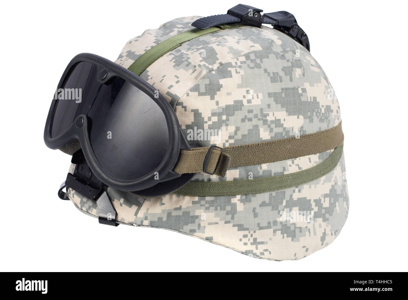 us army kevlar helmet with goggles isolated on white Stock Photo - Alamy