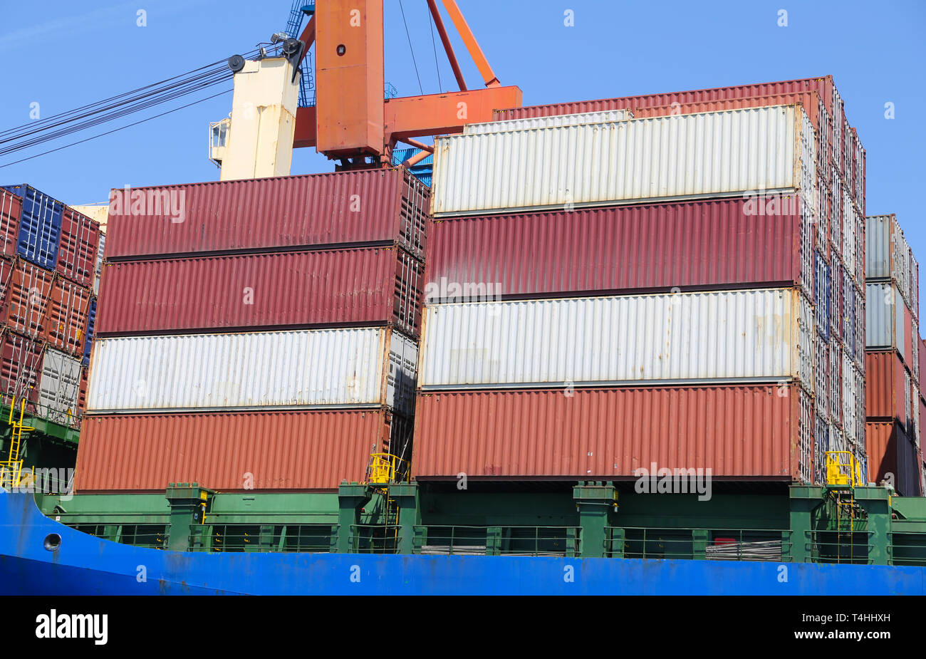 Container Ship is loading in a port Stock Photo - Alamy