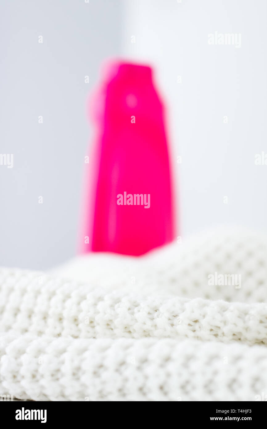 Housekeeping, fabric textures and handmade knitwear concept - Warm ...