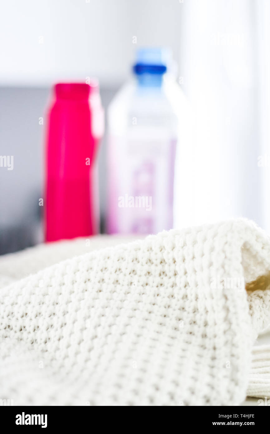 Housekeeping, fabric textures and handmade knitwear concept - Warm ...