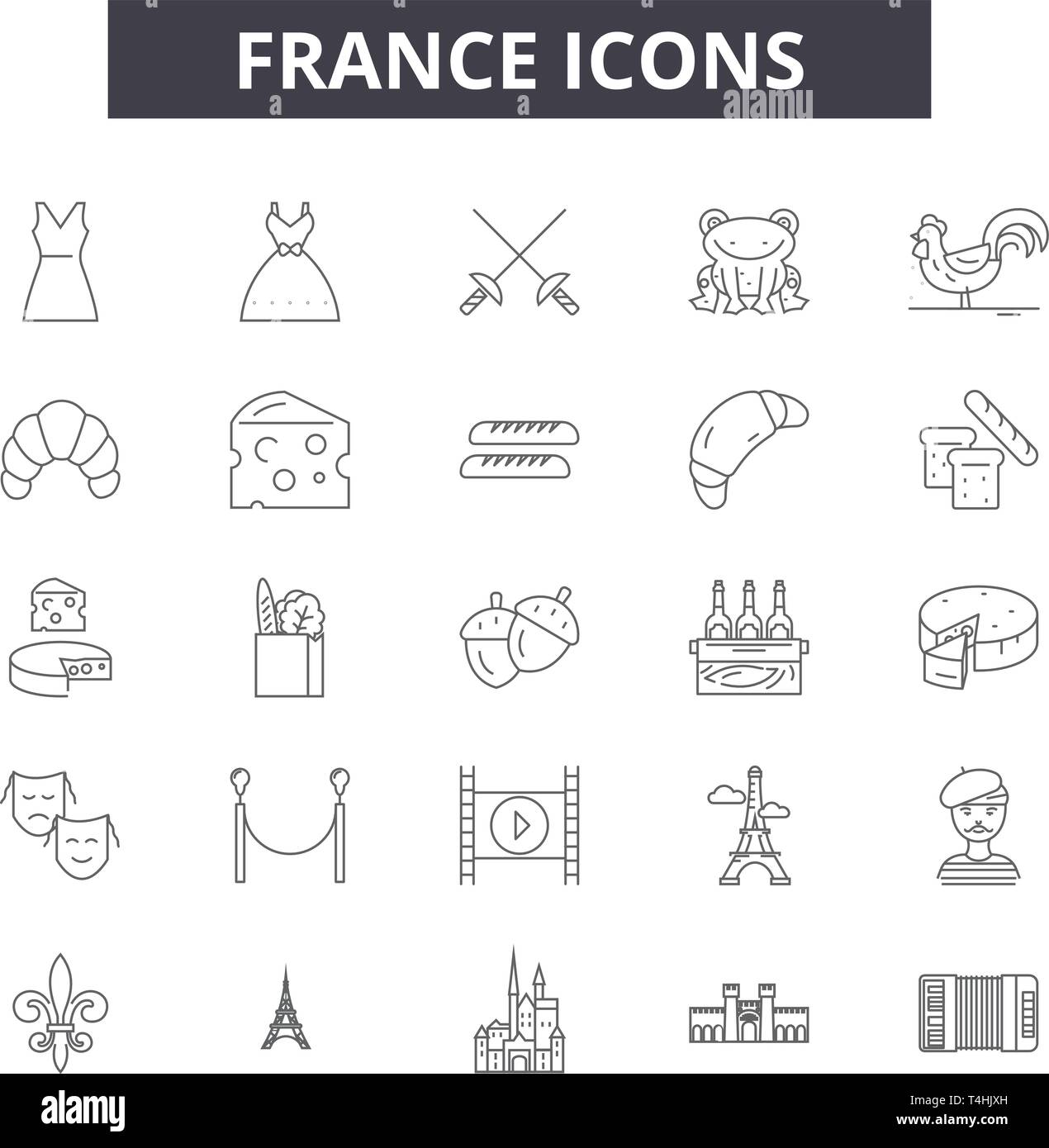 France line icons, signs set, vector. France outline concept ...
