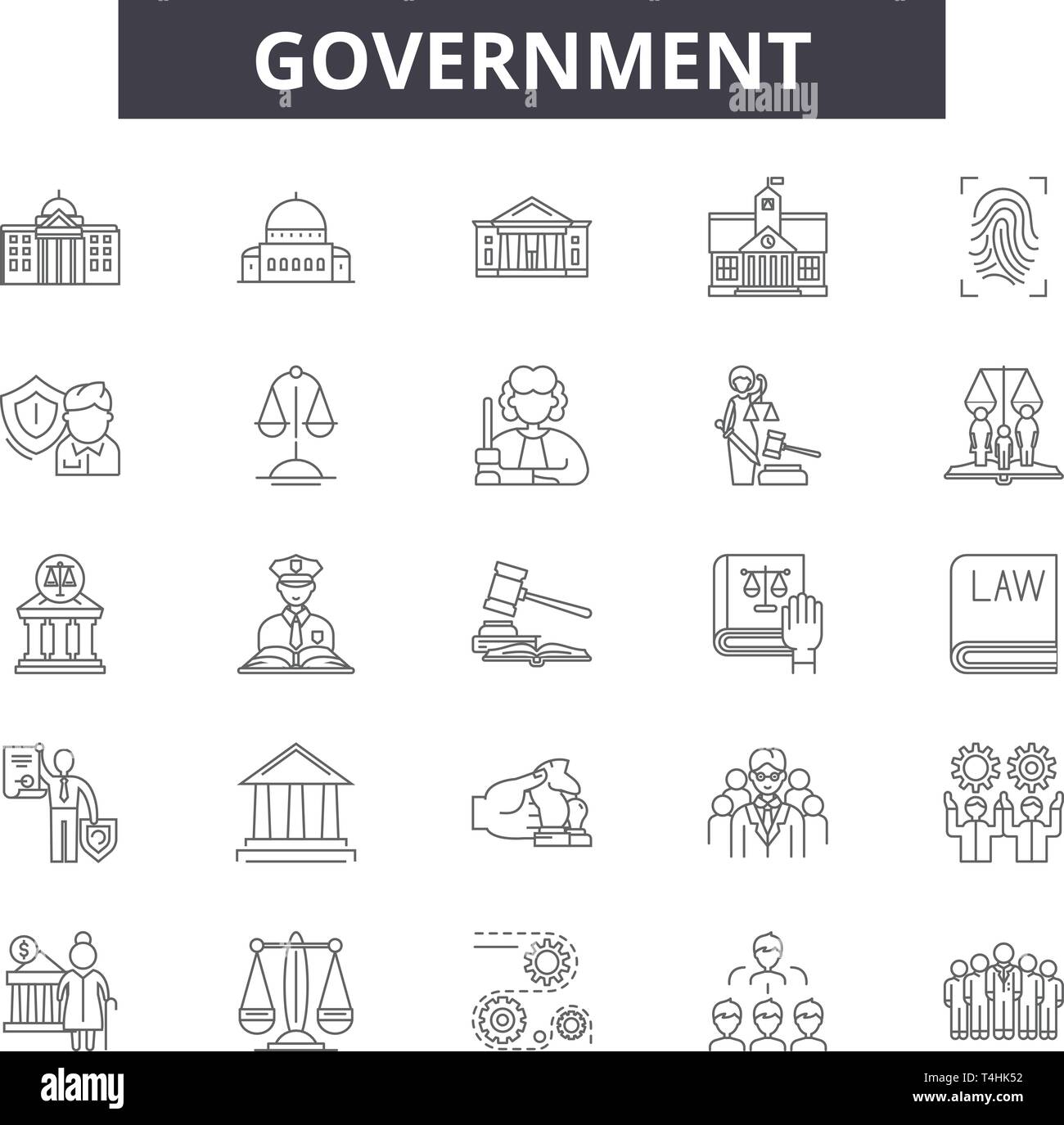 Government concept line icons, signs set, vector. Government concept ...
