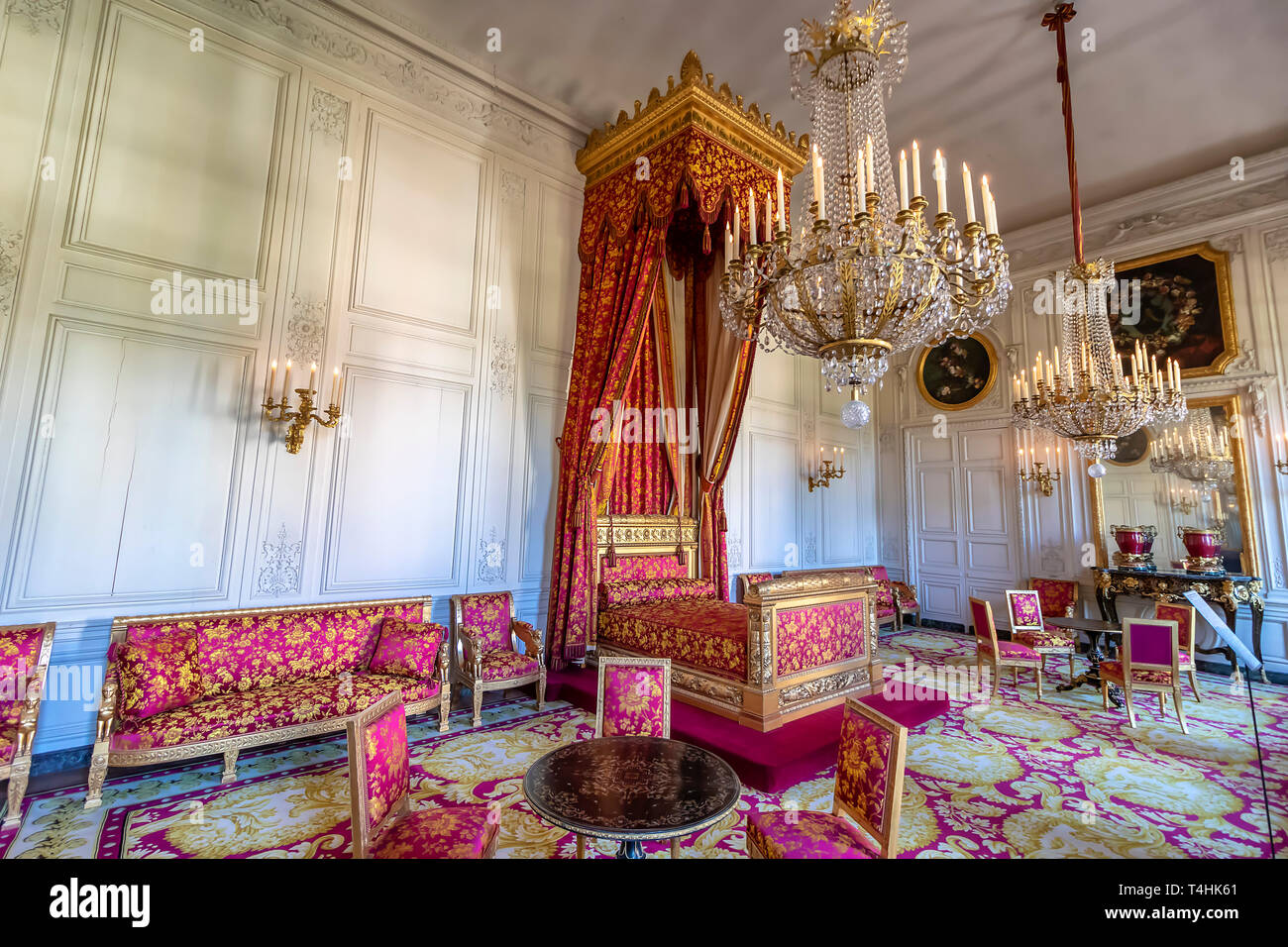 Versailles, France - March 14, 2018: Bedboom inside The great Trianon ...