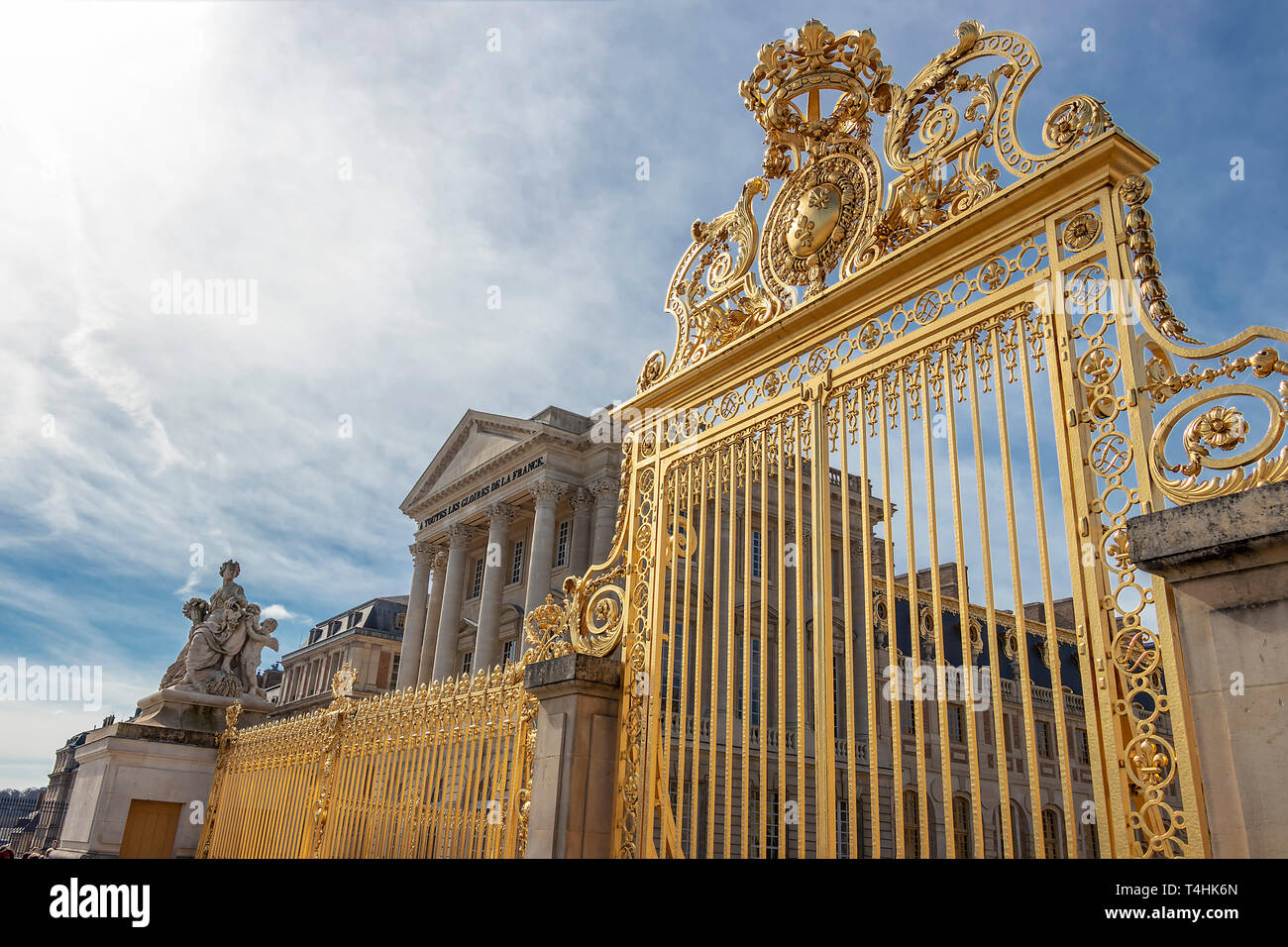 Perspective view of Main golden door and exterior fence at facade of ...