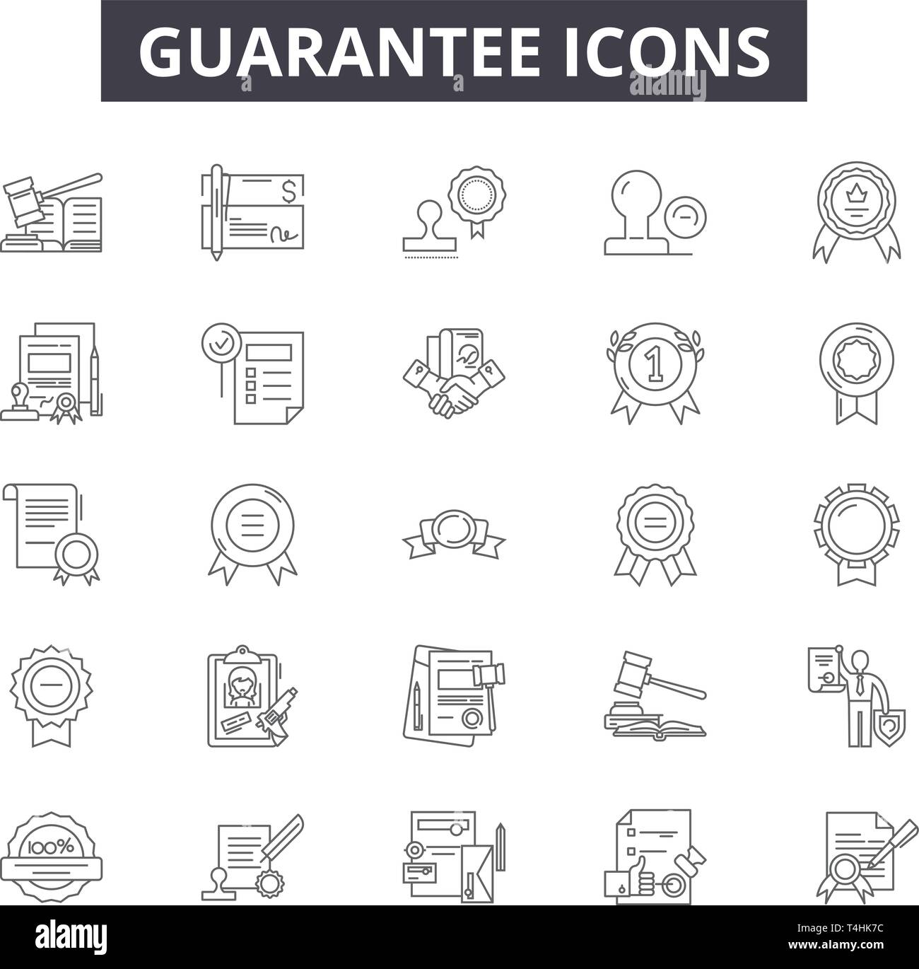 Guarantee line icons, signs set, vector. Guarantee outline concept ...