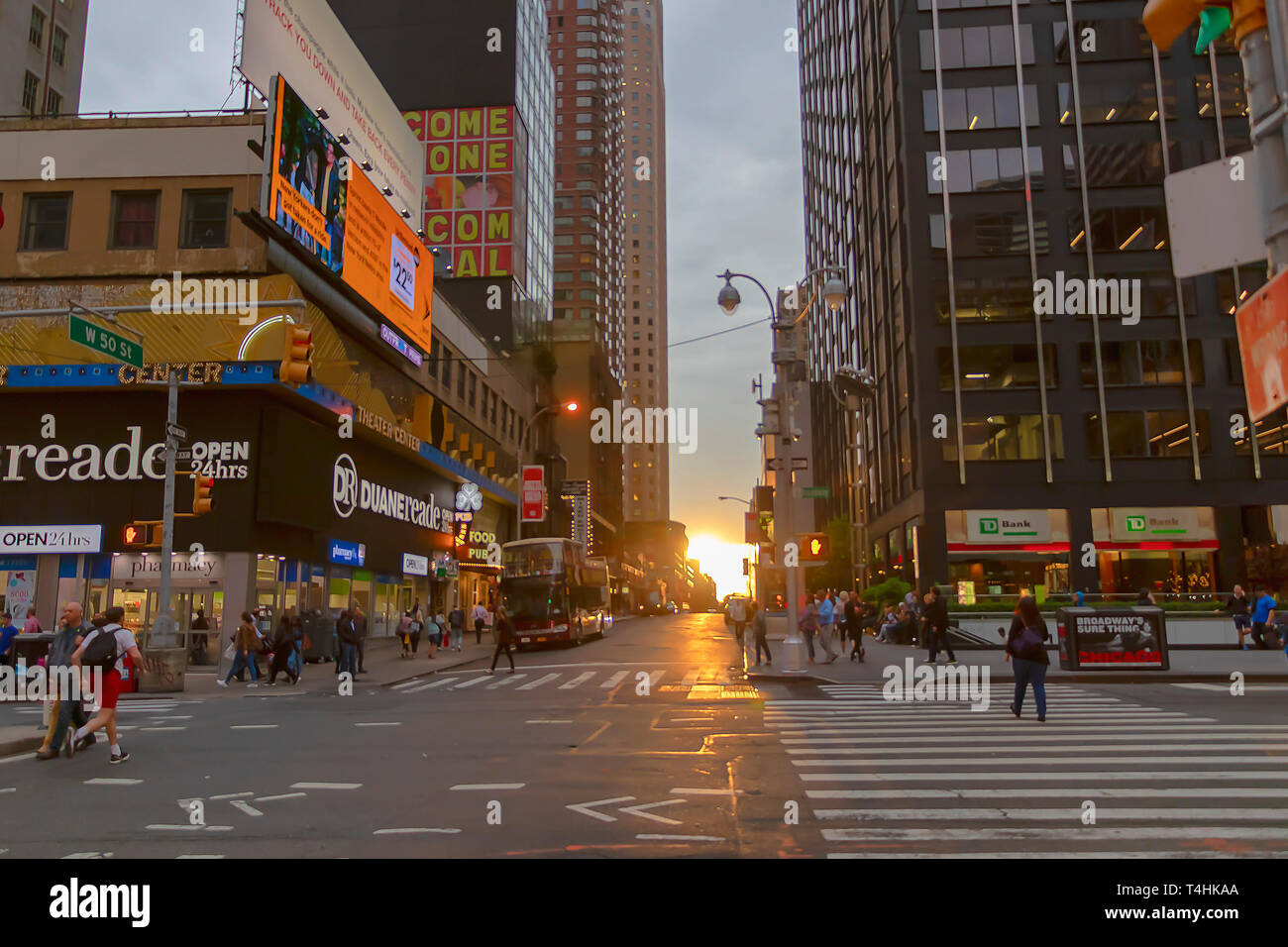 New York City, USA - June 7, 2017: Manhattanhenge in New York. Sun ...
