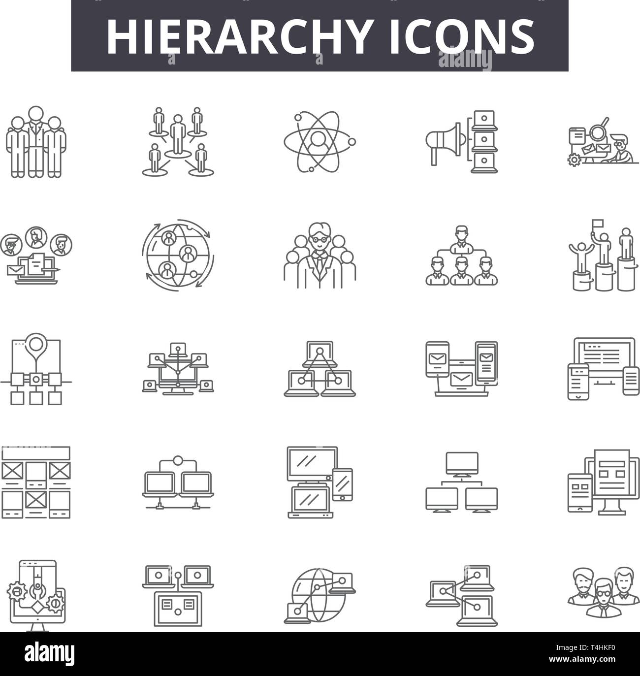 Hierarchy line icons, signs set, vector. Hierarchy outline concept ...