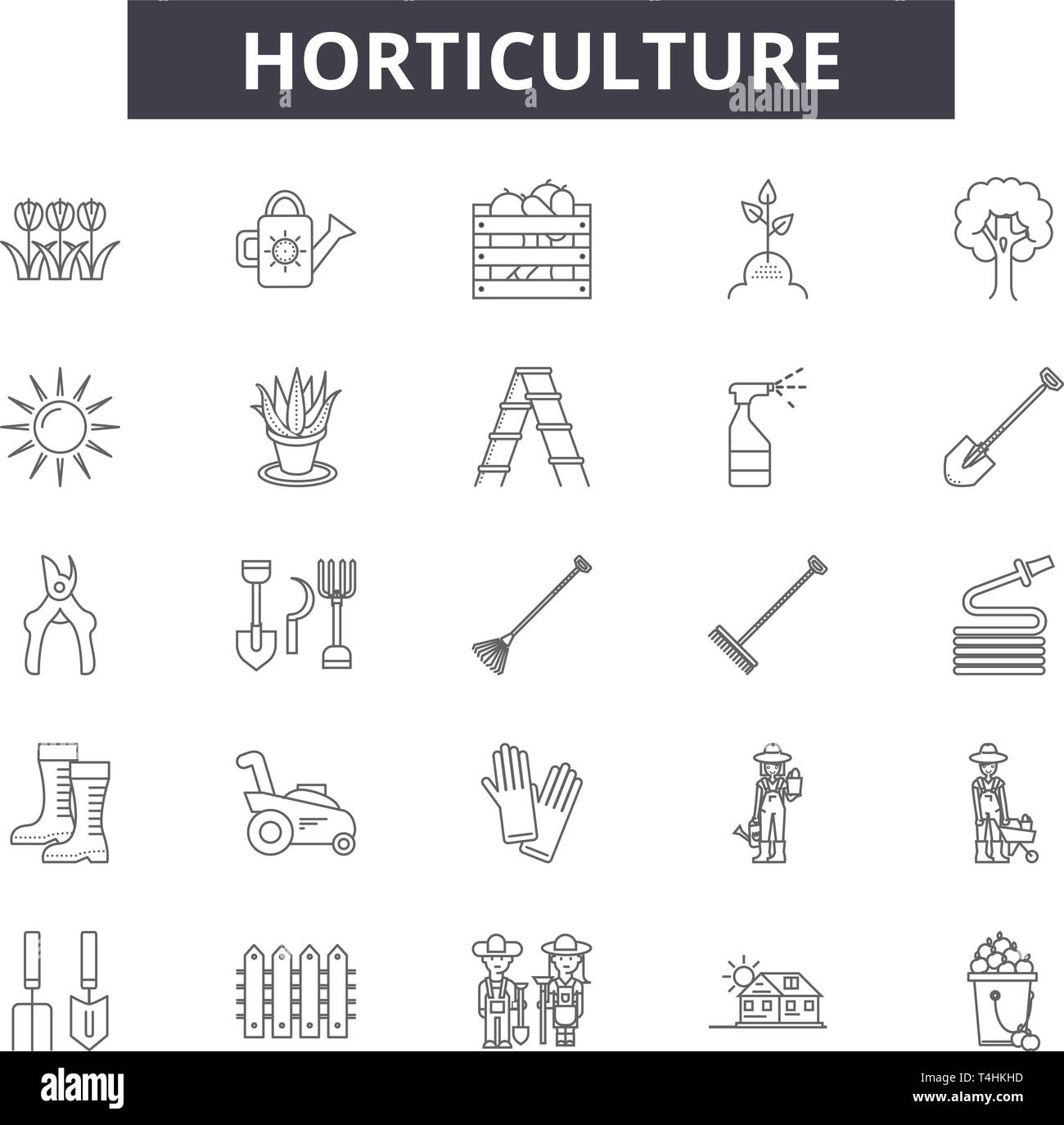 Horticulture line icons, signs set, vector. Horticulture outline ...