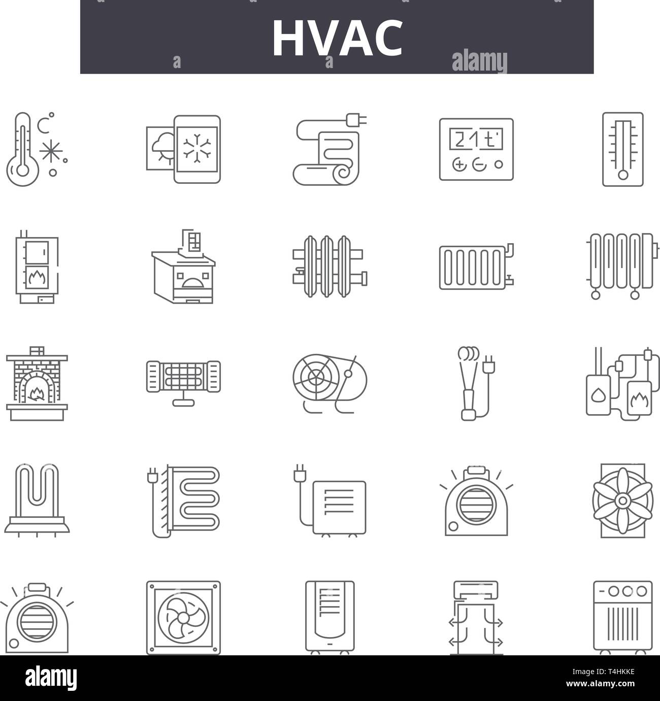 Hvac line icons, signs set, vector. Hvac outline concept illustration ...