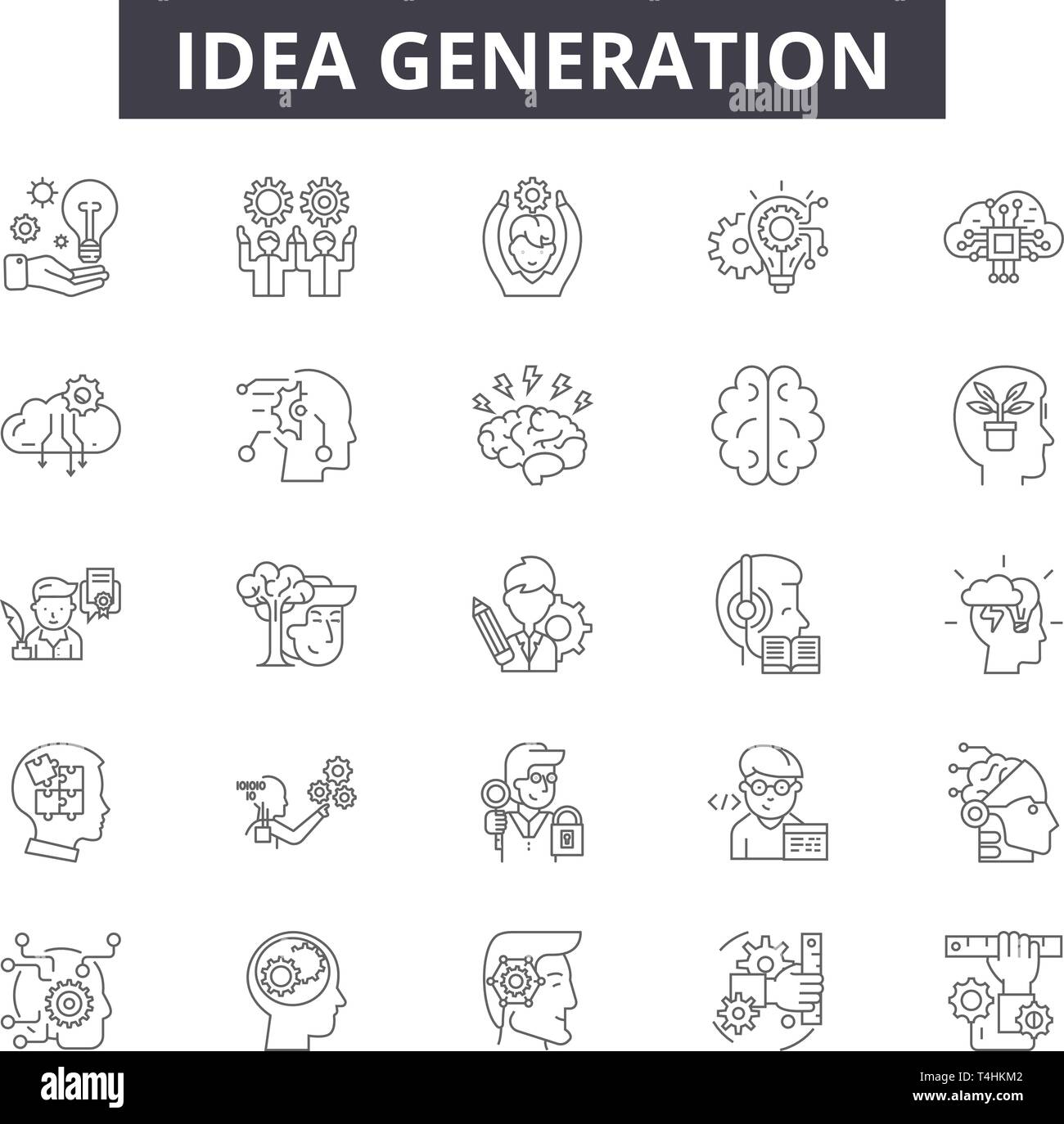 Idea generation line icons, signs set, vector. Idea generation outline ...