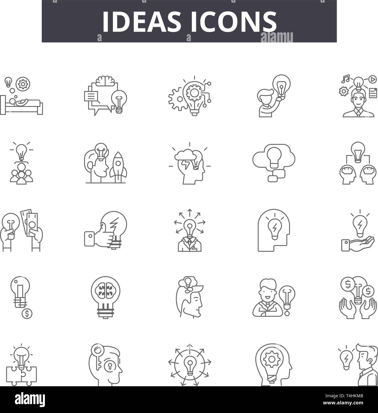 Ideas line icons, signs set, vector. Ideas outline concept illustration ...