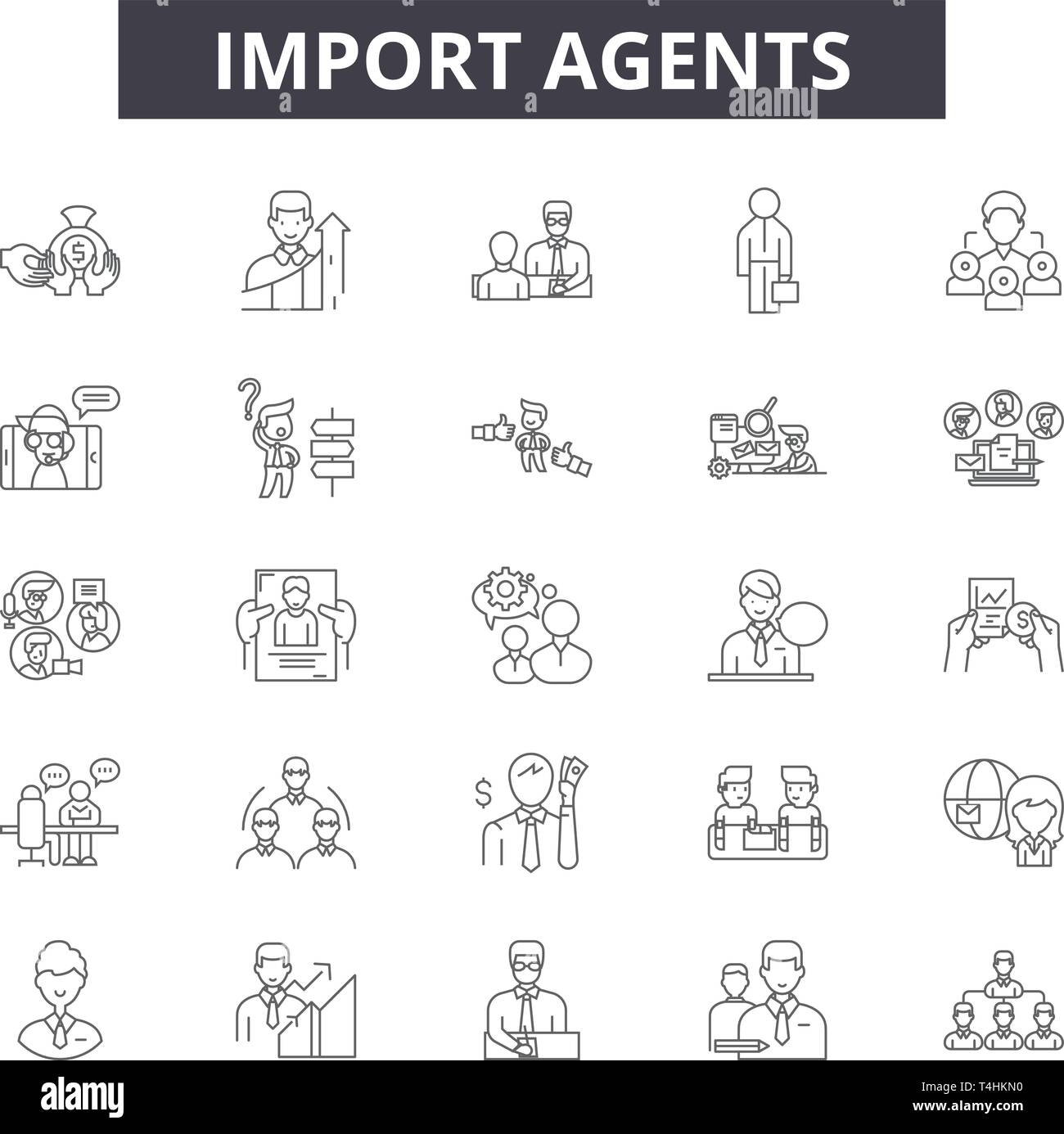 Import agents line icons, signs set, vector. Import agents outline ...