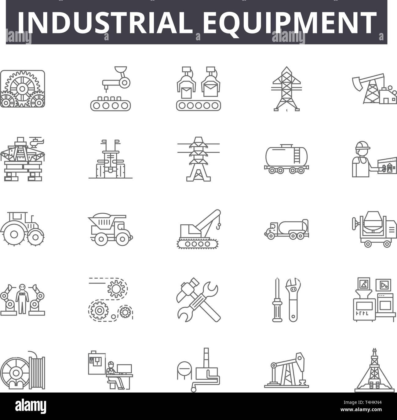 Industrial equipment line icons, signs set, vector. Industrial ...