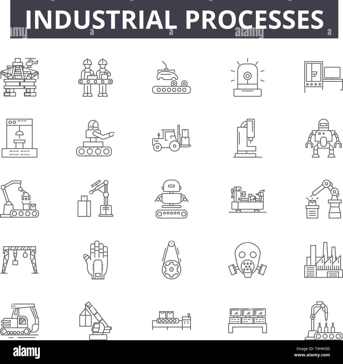 Industrial processes line icons, signs set, vector. Industrial ...