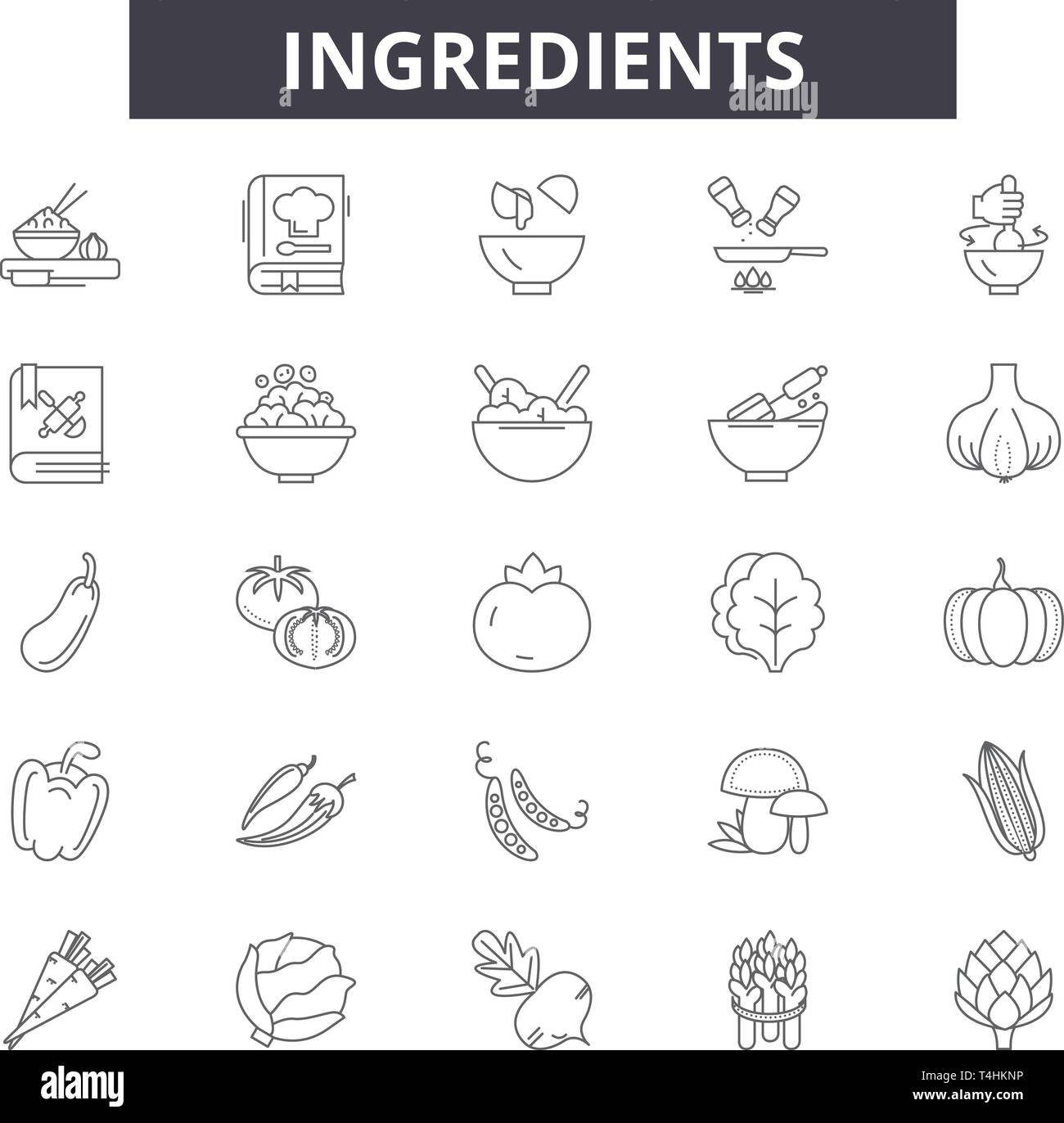 Ingredients line icons, signs set, vector. Ingredients outline concept ...