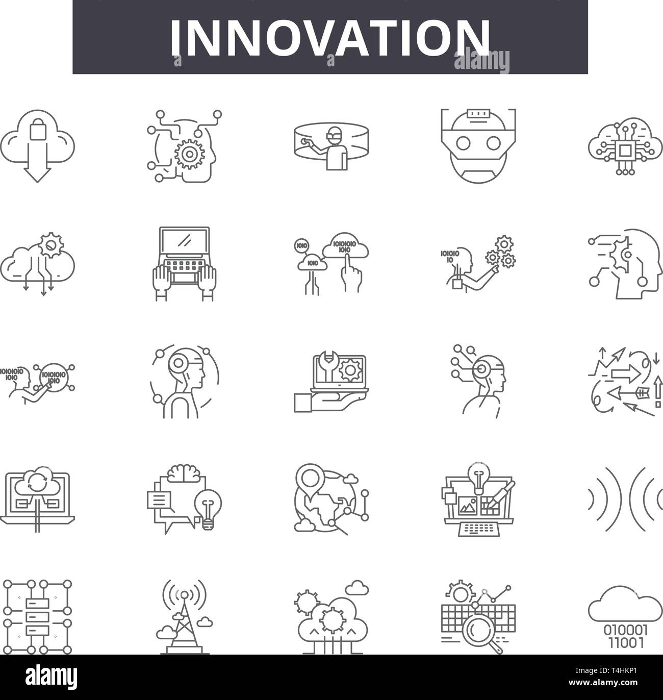 Innovation line icons, signs set, vector. Innovation outline concept ...