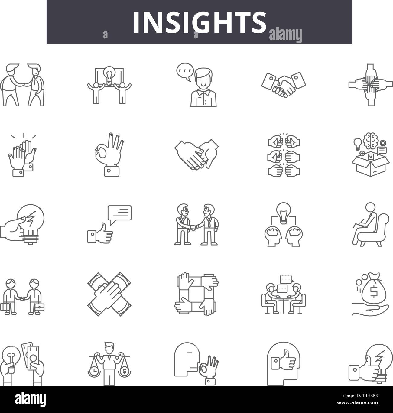 Insights line icons, signs set, vector. Insights outline concept ...
