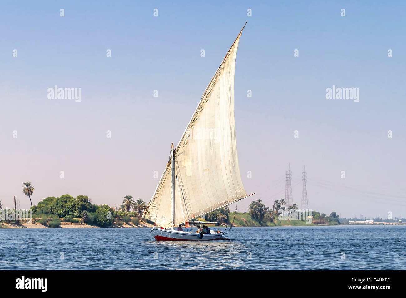 Faluca boat sailing in Nile river Stock Photo - Alamy