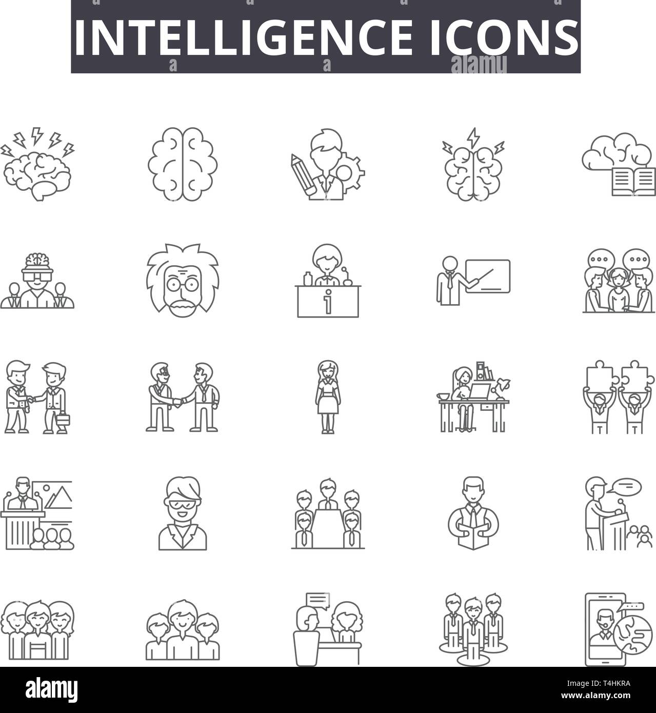 Intelligence line icons, signs set, vector. Intelligence outline ...