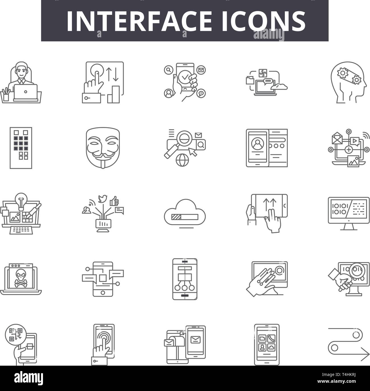 Interface Line Icons Signs Set Vector Interface Outline Concept Illustration Interface Web