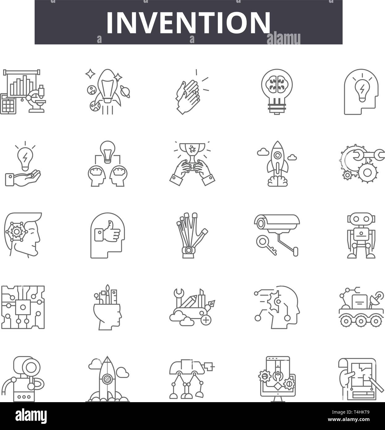 Invention line icons, signs set, vector. Invention outline concept ...