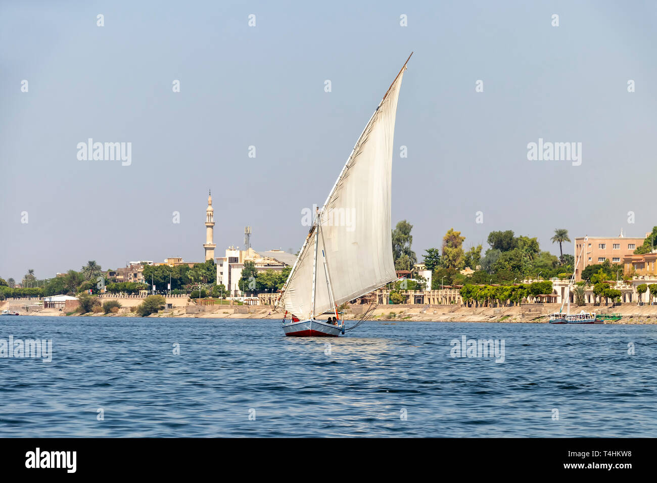 Faluca boat sailing in Nile river Stock Photo - Alamy