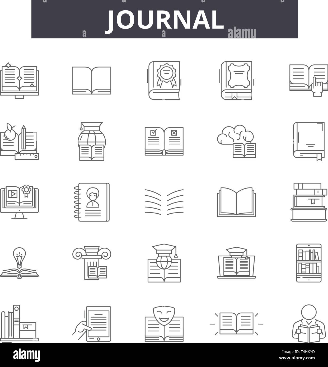 Journal line icons, signs set, vector. Journal outline concept ...