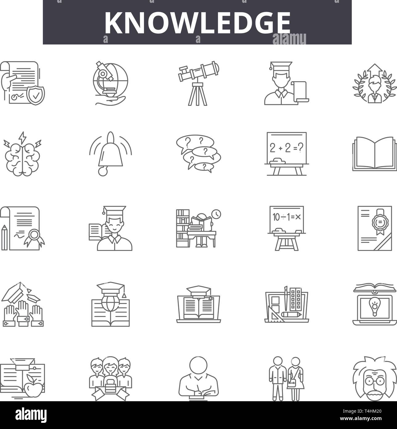 Knowledge line icons, signs set, vector. Knowledge outline concept ...
