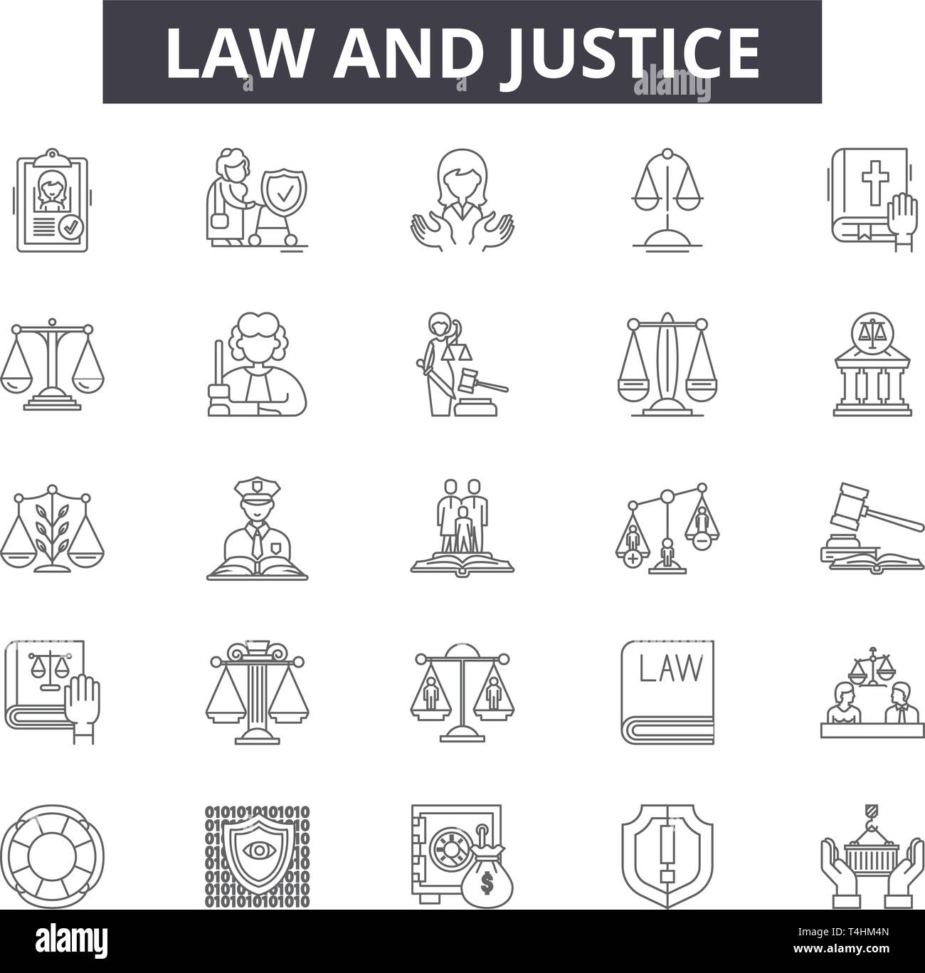 Law and justice line icons, signs set, vector. Law and justice outline ...