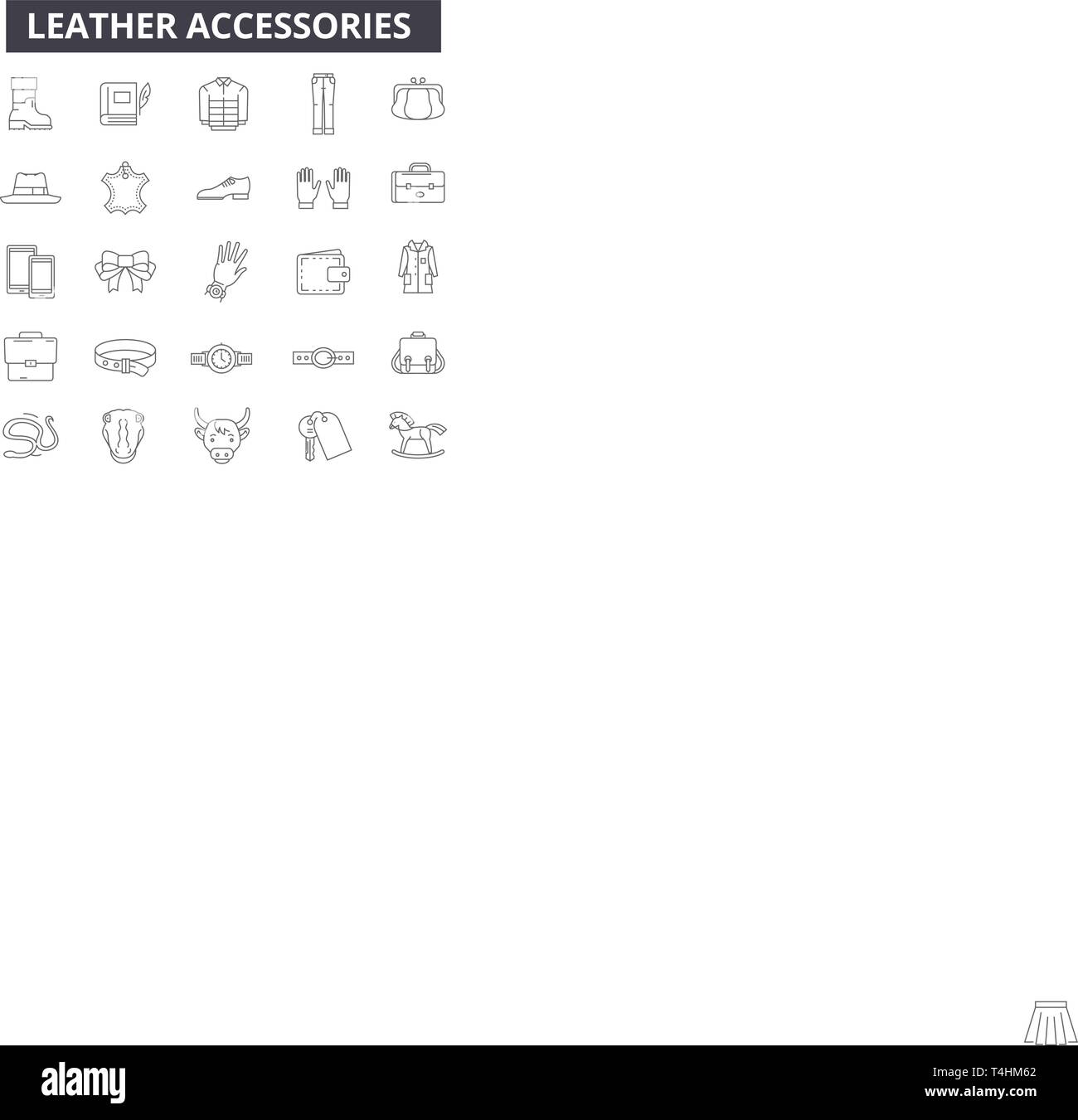Leather accessories line icons, signs set, vector. Leather accessories ...