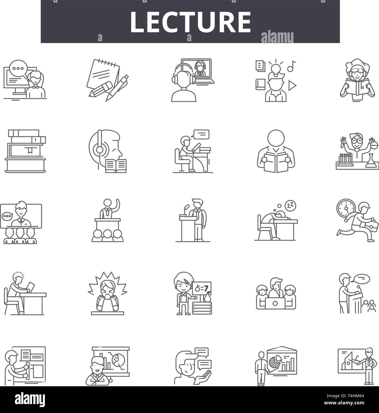 Lecture line icons, signs set, vector. Lecture outline concept ... Lecture line icons, signs set, vector. Lecture outline concept ...