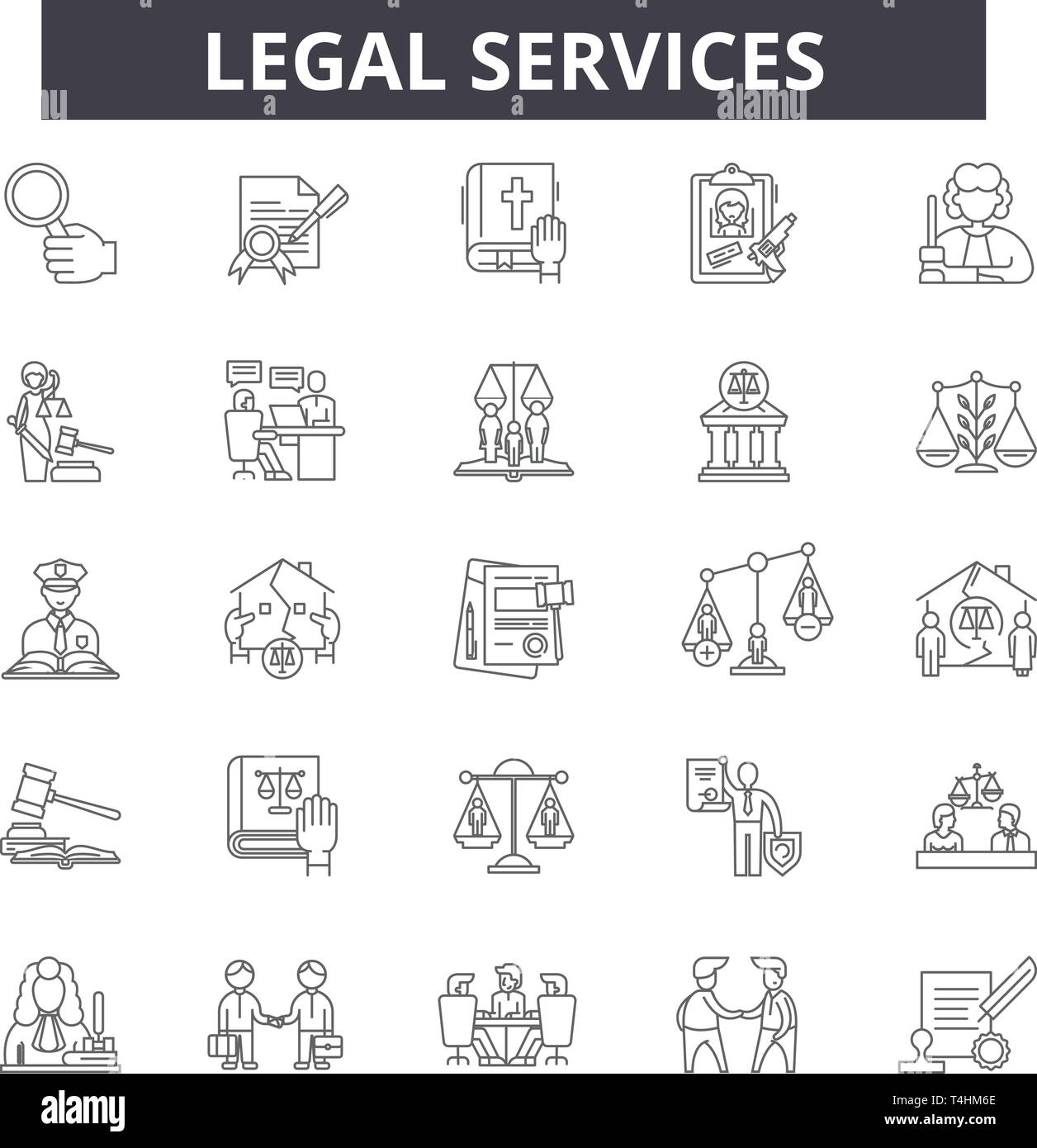 Legal Services Line Icons Signs Set Vector Legal Services Outline