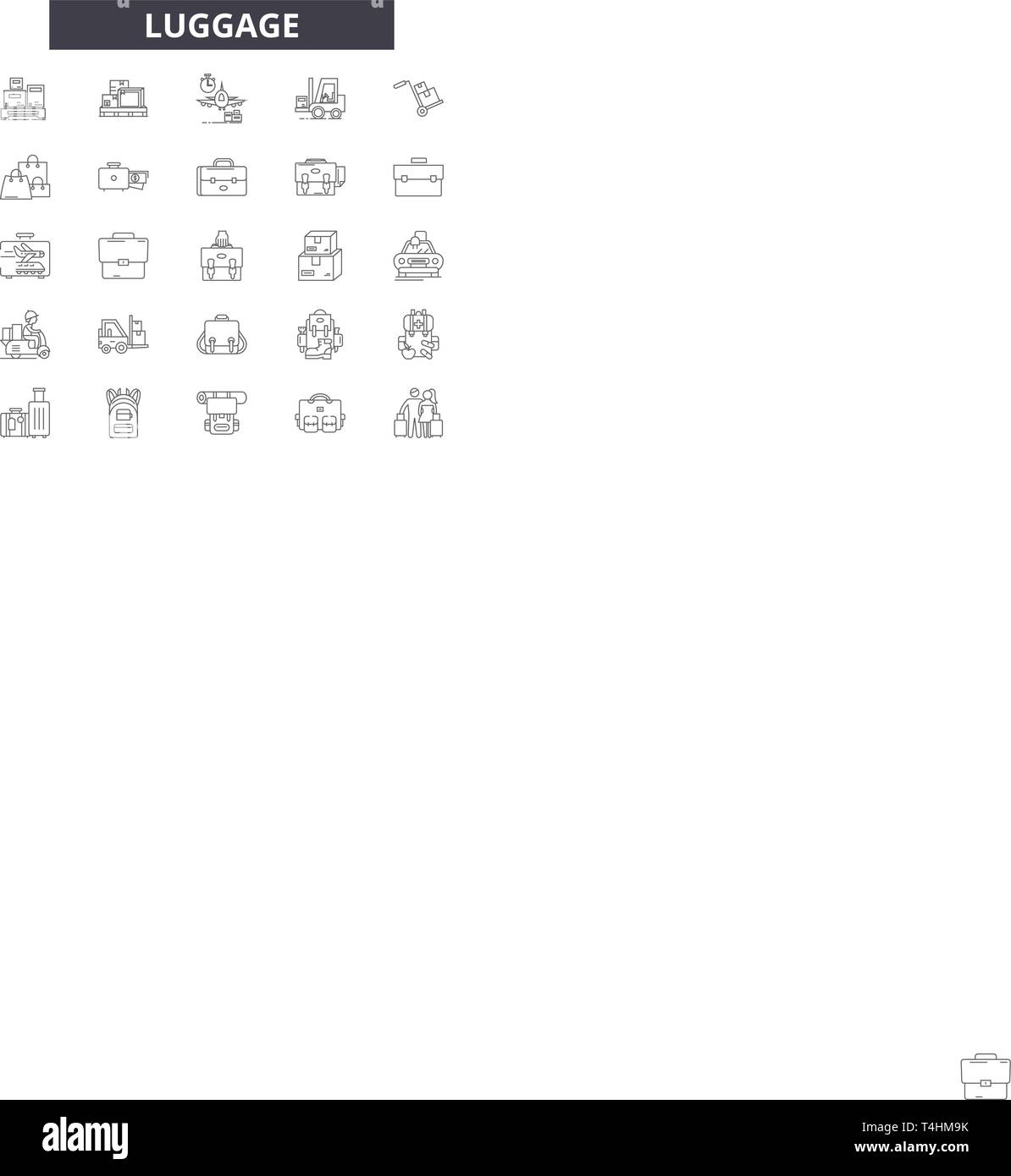 Luggage line icons, signs set, vector. Luggage outline concept ...
