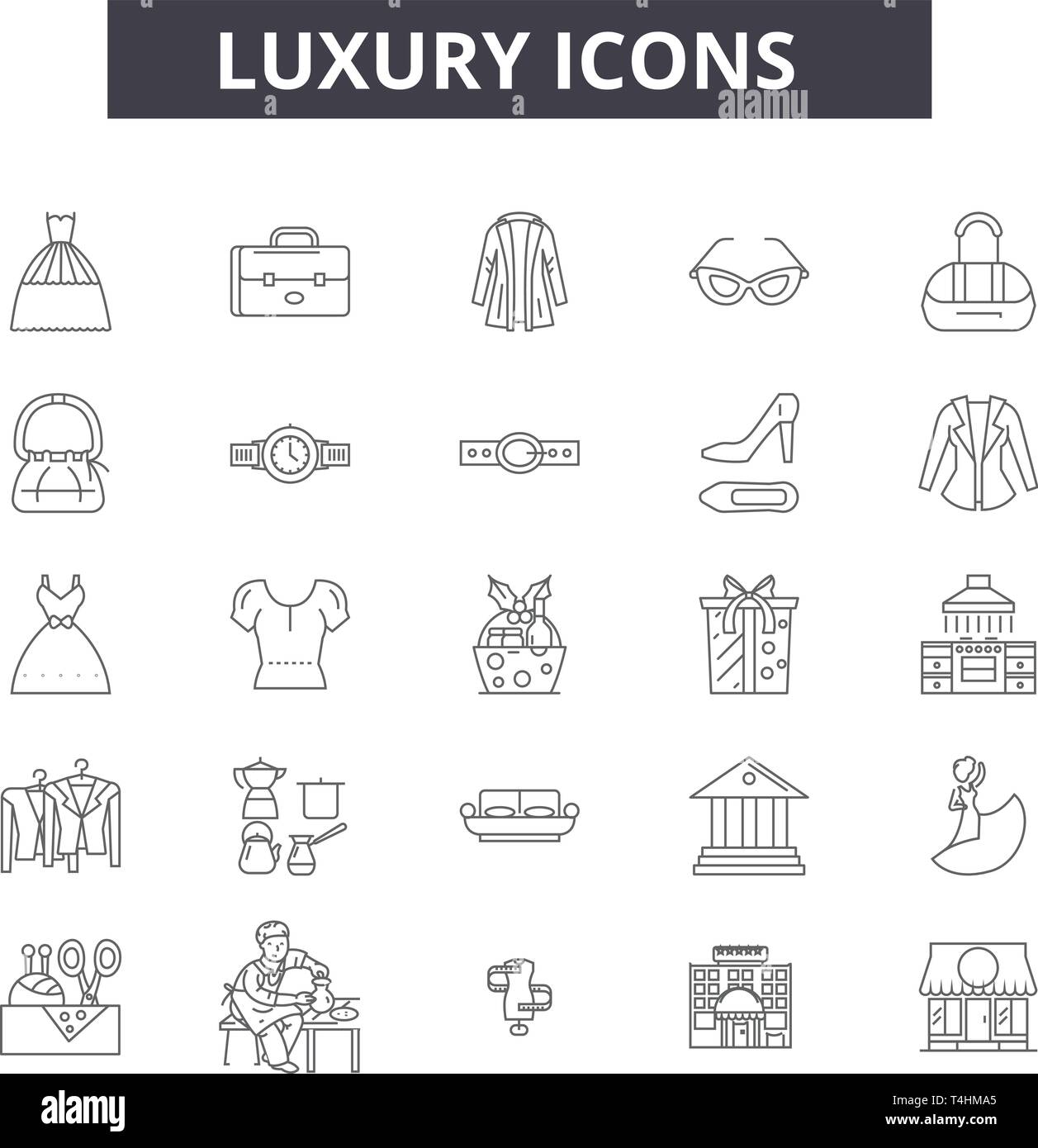 Luxury line icons, signs set, vector. Luxury outline concept ...
