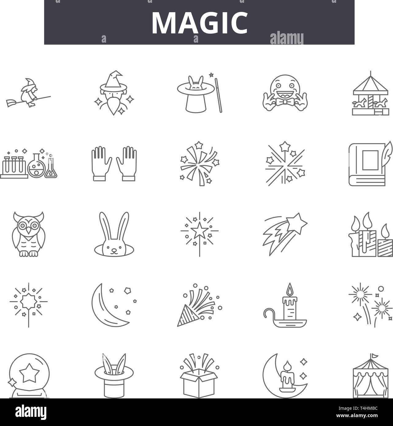 Magic line icons, signs set, vector. Magic outline concept illustration ...