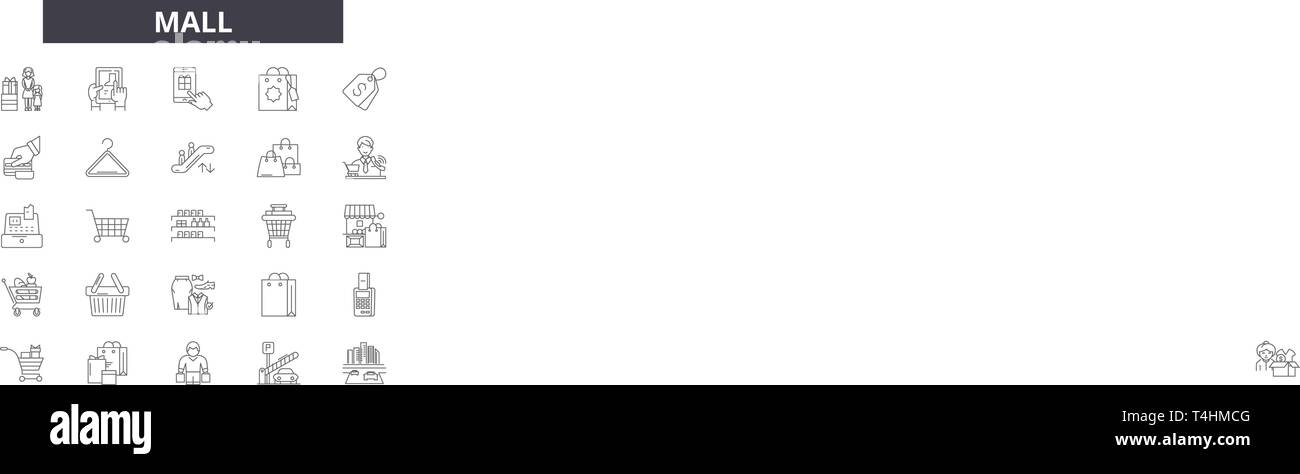 Mall line icons, signs set, vector. Mall outline concept illustration ...