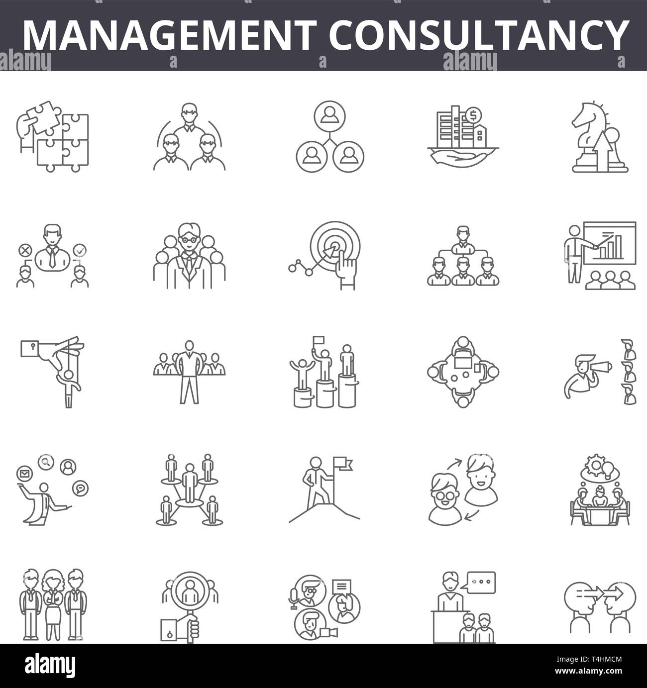 Management consultancy line icons, signs set, vector. Management ...