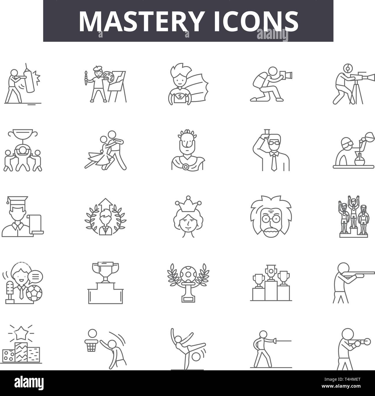 Mastery line icons, signs set, vector. Mastery outline concept illustration: mastery,business ...