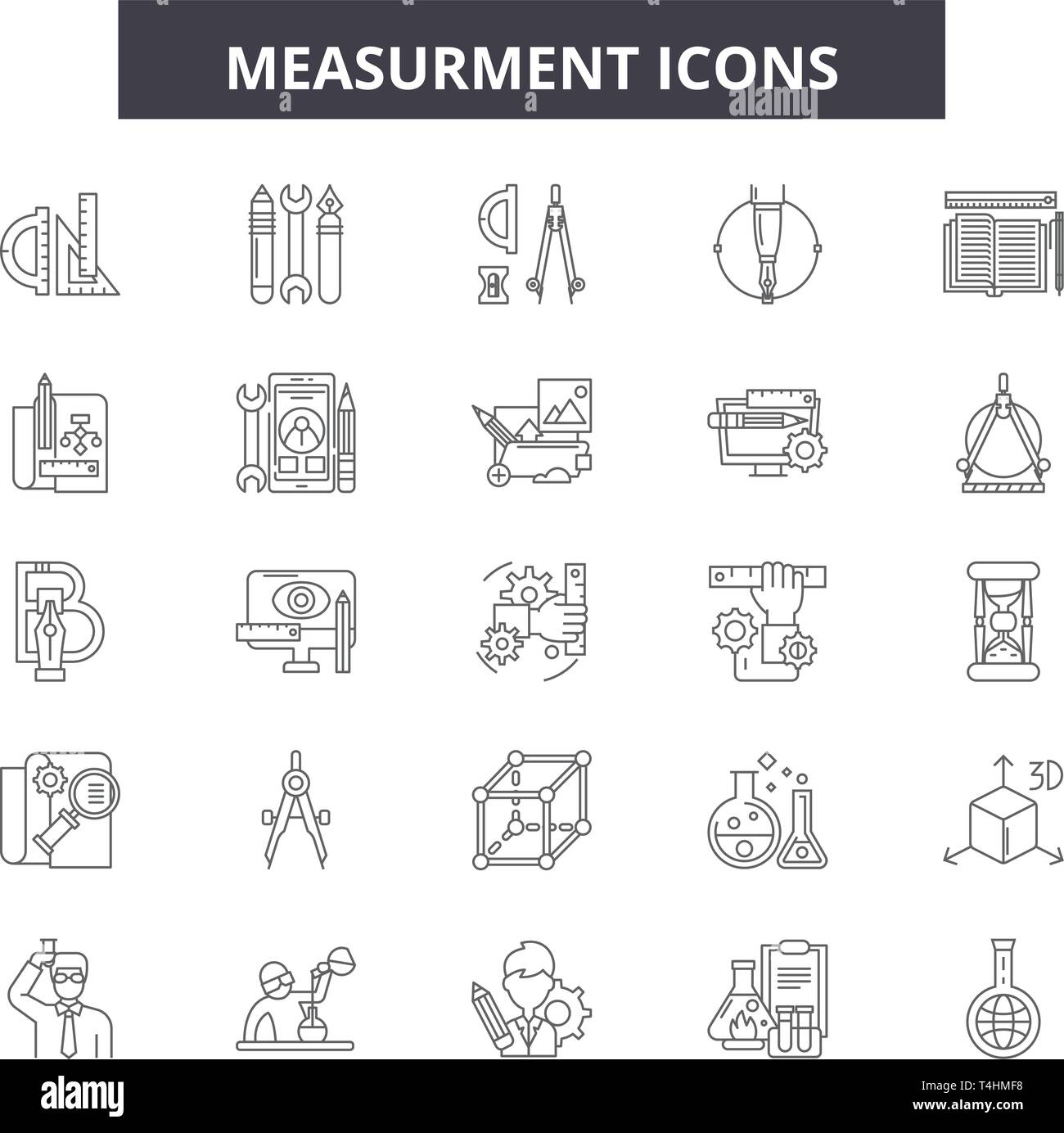 Measurment line icons, signs set, vector. Measurment outline concept ...