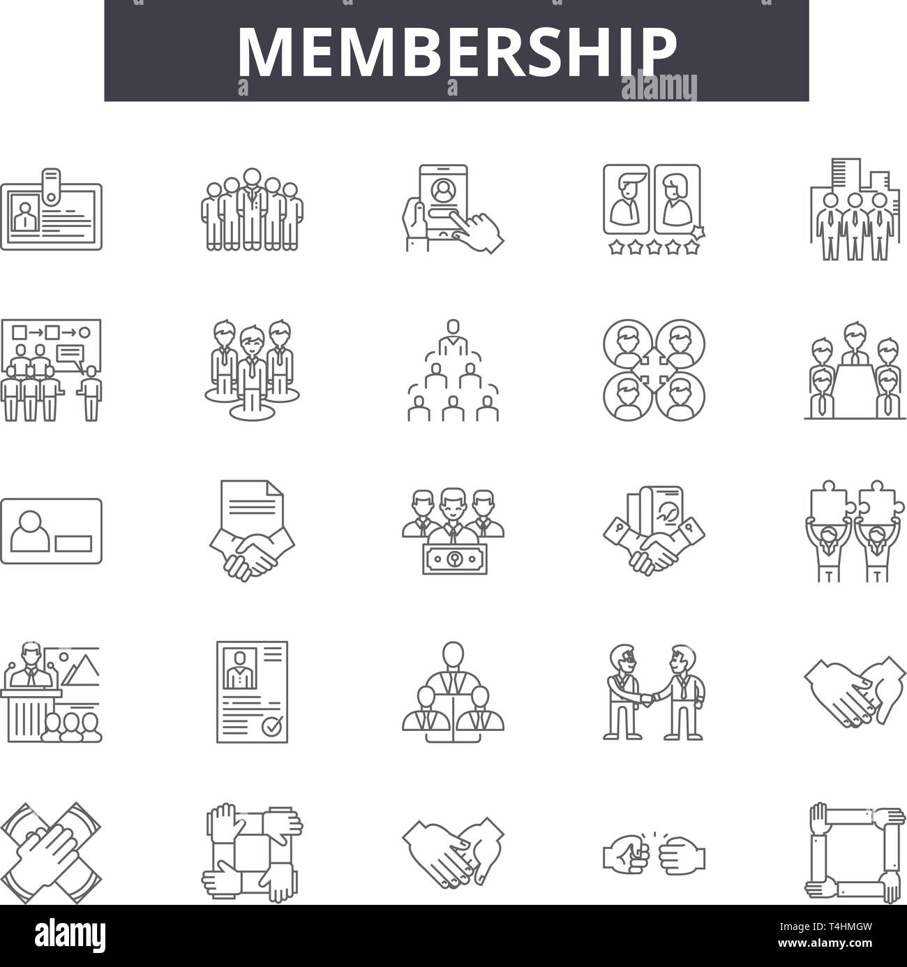 Membership line icons, signs set, vector. Membership outline concept ...