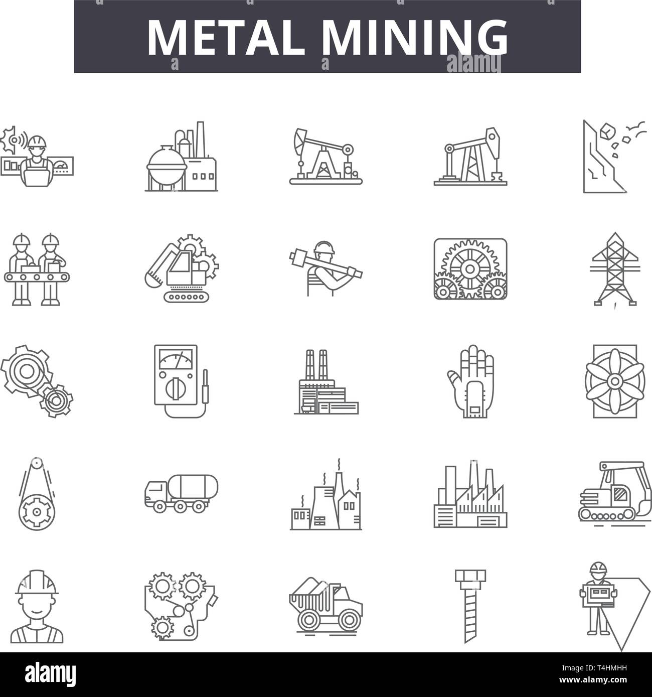 Metal mining line icons, signs set, vector. Metal mining outline ...