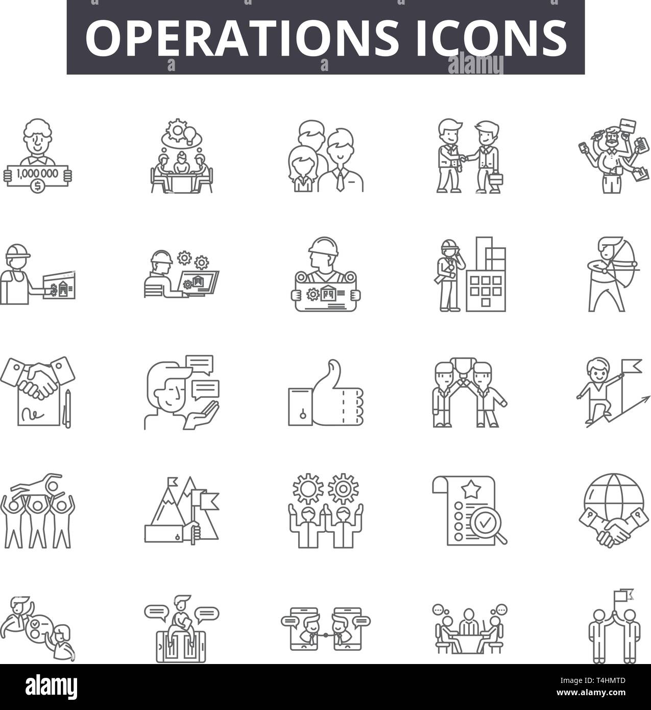 Operations line icons, signs set, vector. Operations outline concept ...