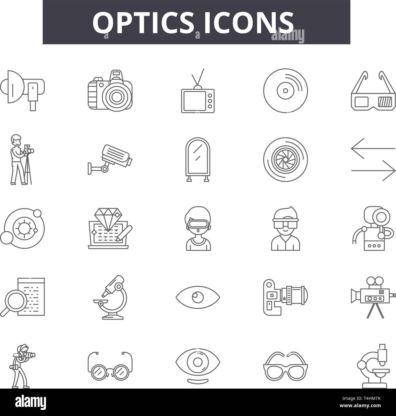 Optics line icons, signs set, vector. Optics outline concept ...