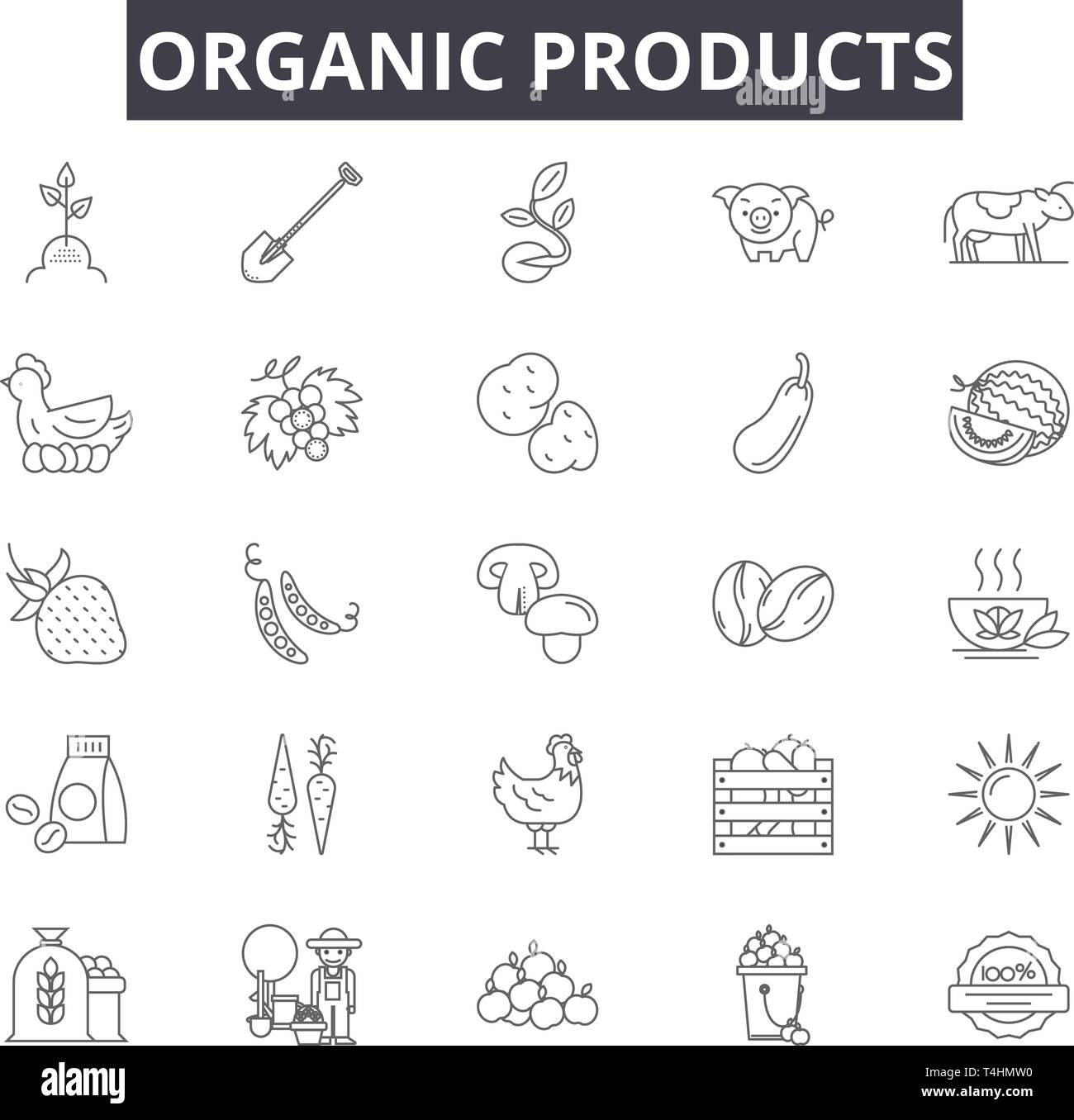 Organic products line icons, signs set, vector. Organic products ...