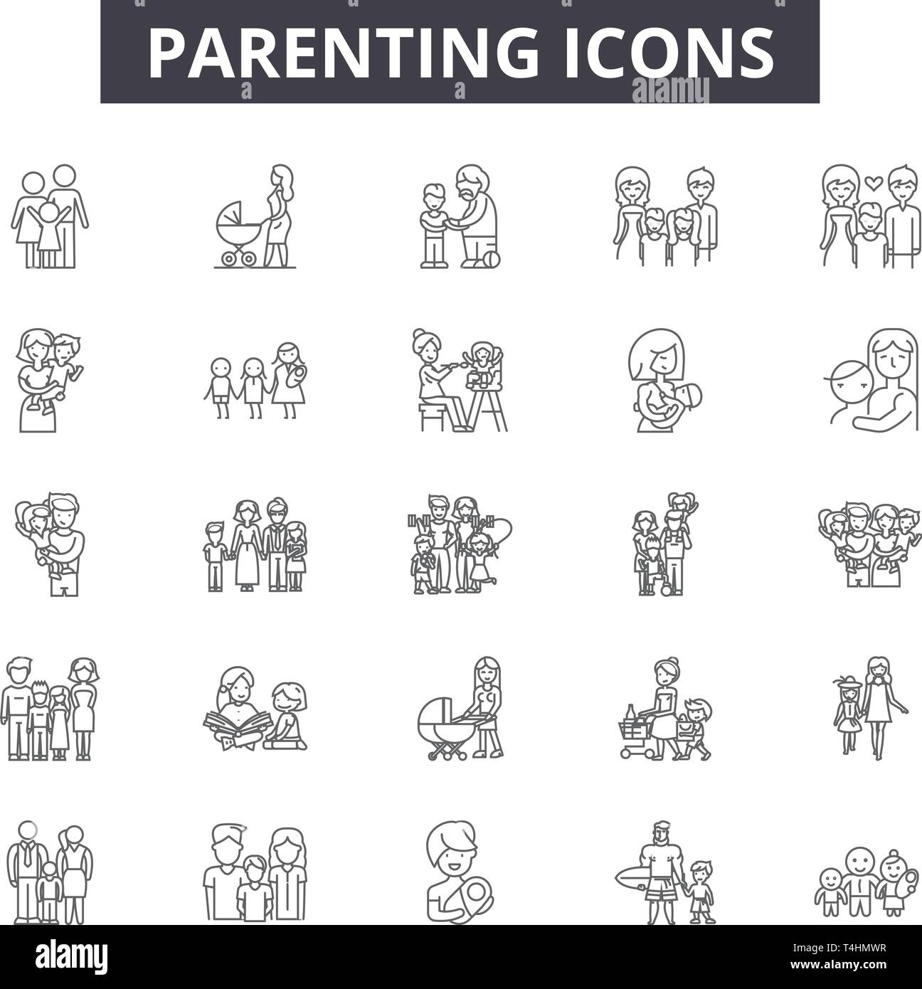 Parenting line icons, signs set, vector. Parenting outline concept ...