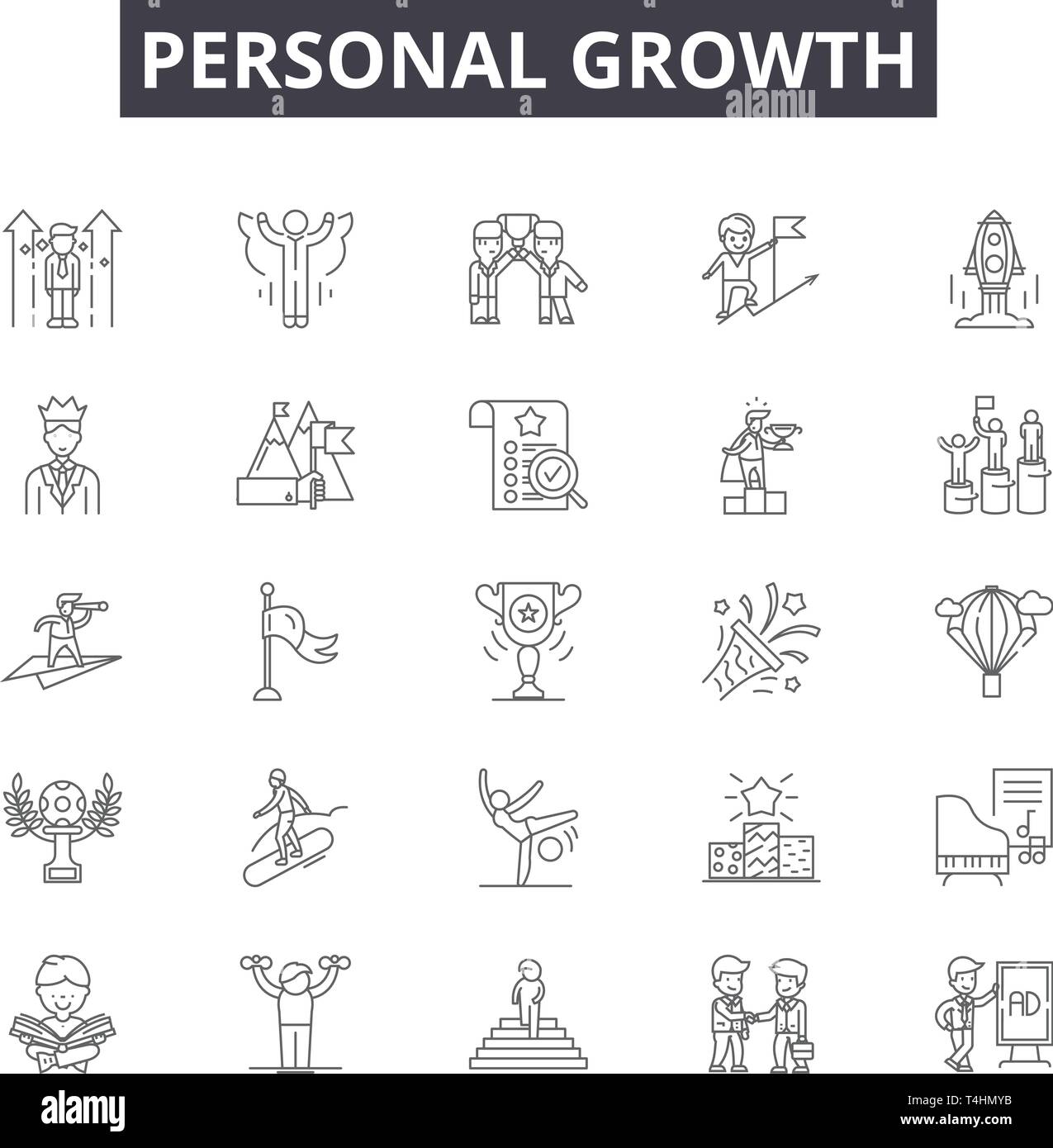 Personal growth line icons, signs set, vector. Personal growth outline ...