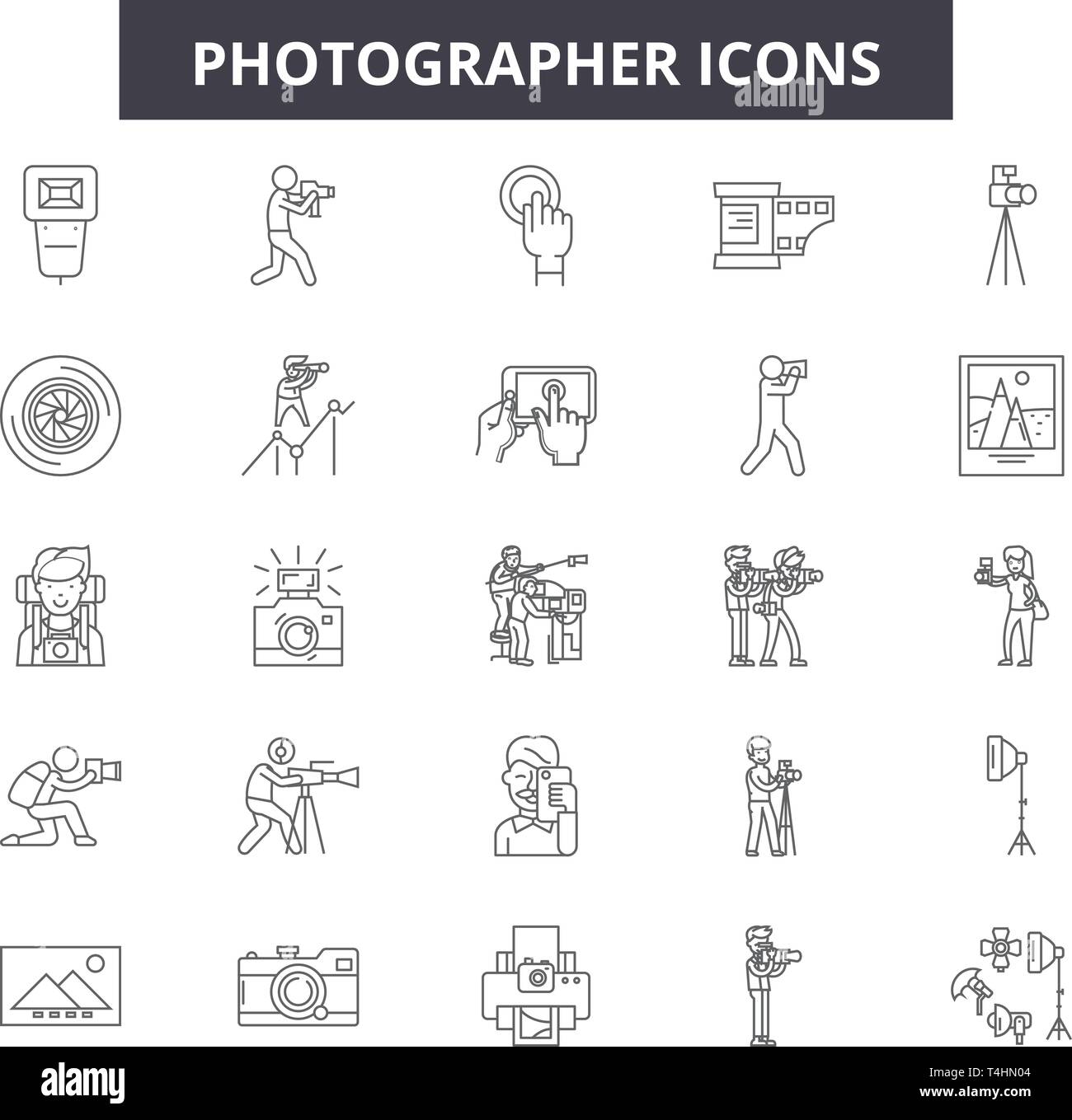 Photographer line icons, signs set, vector. Photographer outline ...