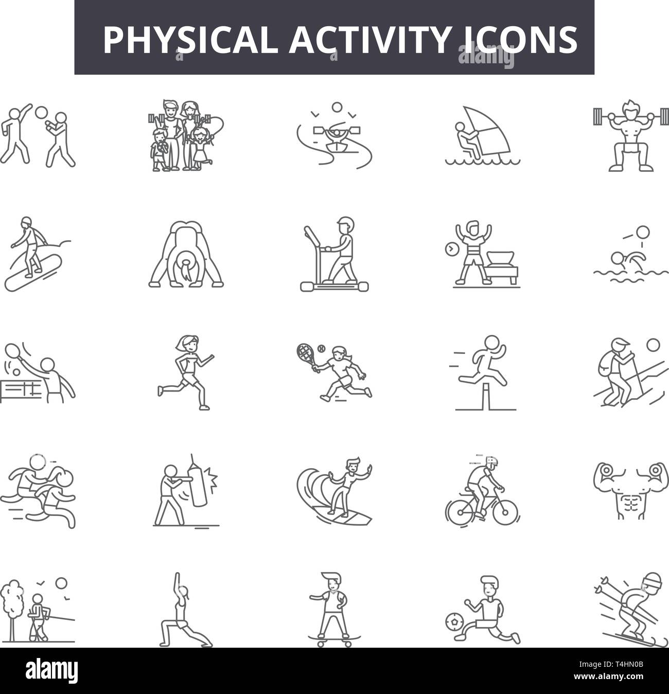 Physical activity line icons, signs set, vector. Physical activity ...