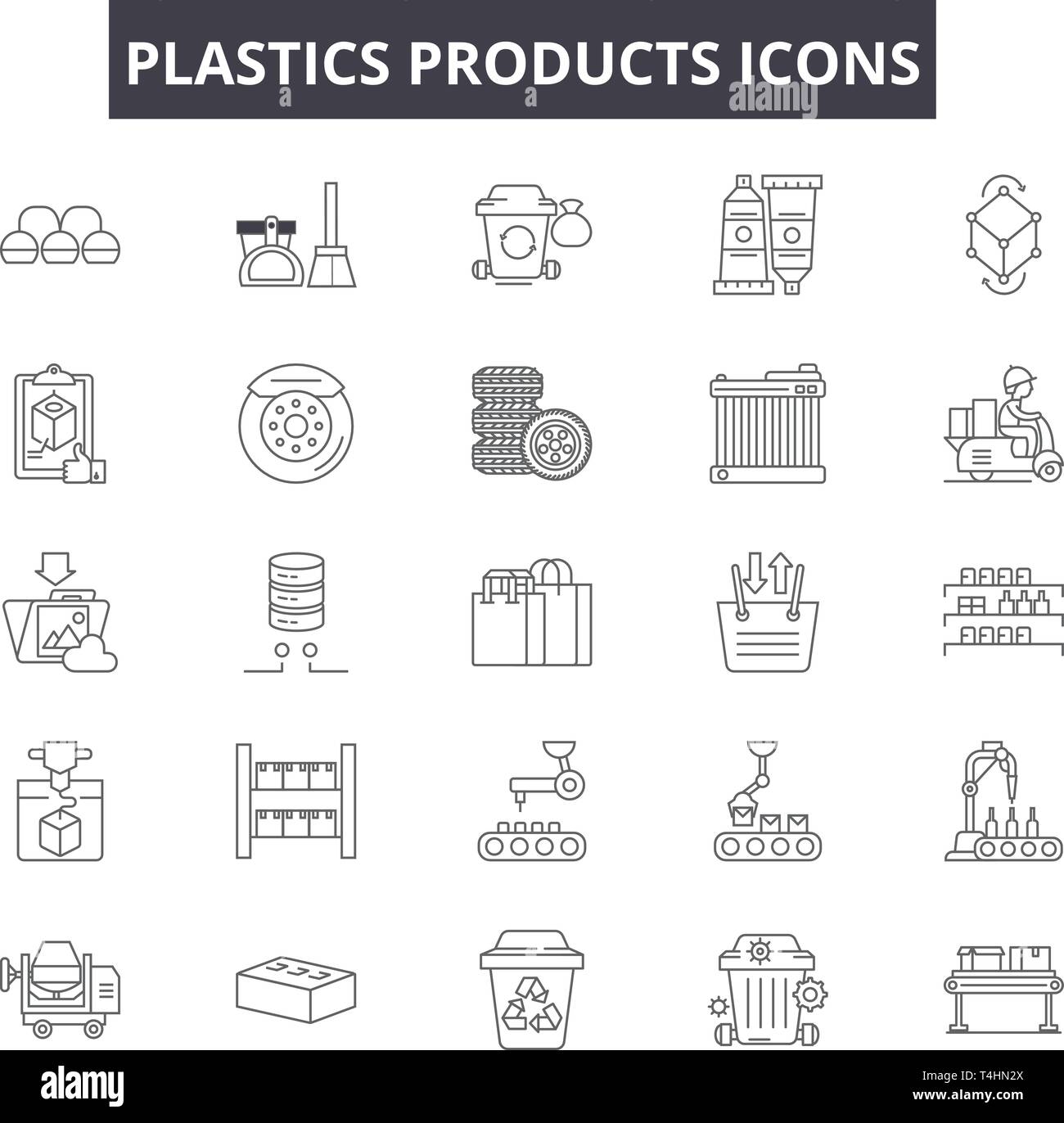 Plastics products line icons, signs set, vector. Plastics products ...