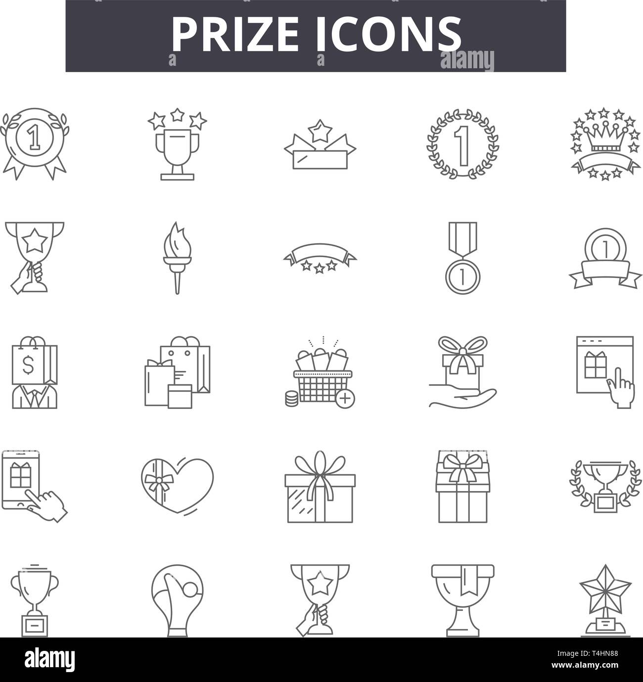Prize line icons, signs set, vector. Prize outline concept ...